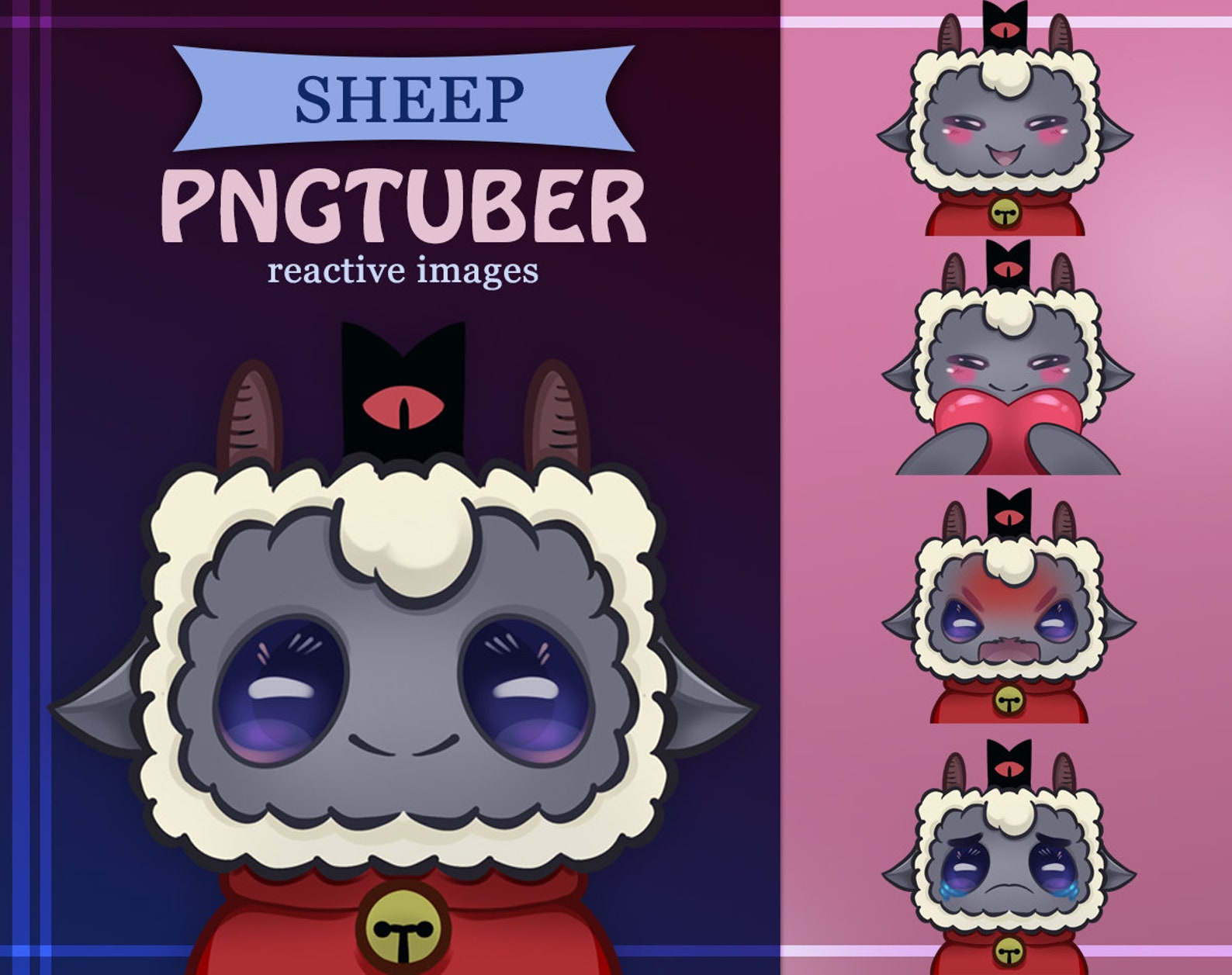 Sheep Pngtuber Model | 6 Expressions & 14 Files for Obs/streamlabs and Discord | Twitch Streamer ...