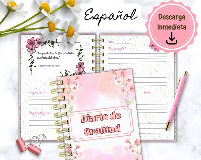 Diario de gratitud imprimible en español, Diario de Agradecimiento ...