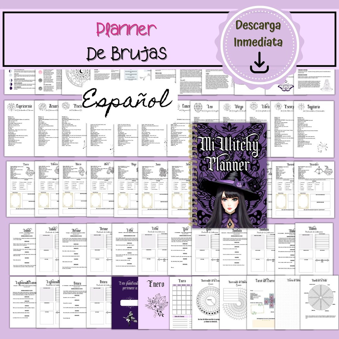 Undated Witches Planner, Grimoire Style Planner, Witches Diary, Tarot ...