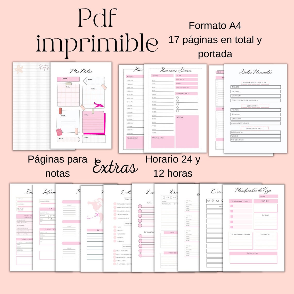 Planificador de viajes digital Agenda de viajes PDF - Etsy España