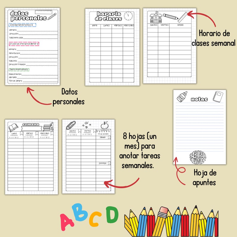 Homework Planner in Spanish, Schoolwork Notebook, Printable Schoolwork ...