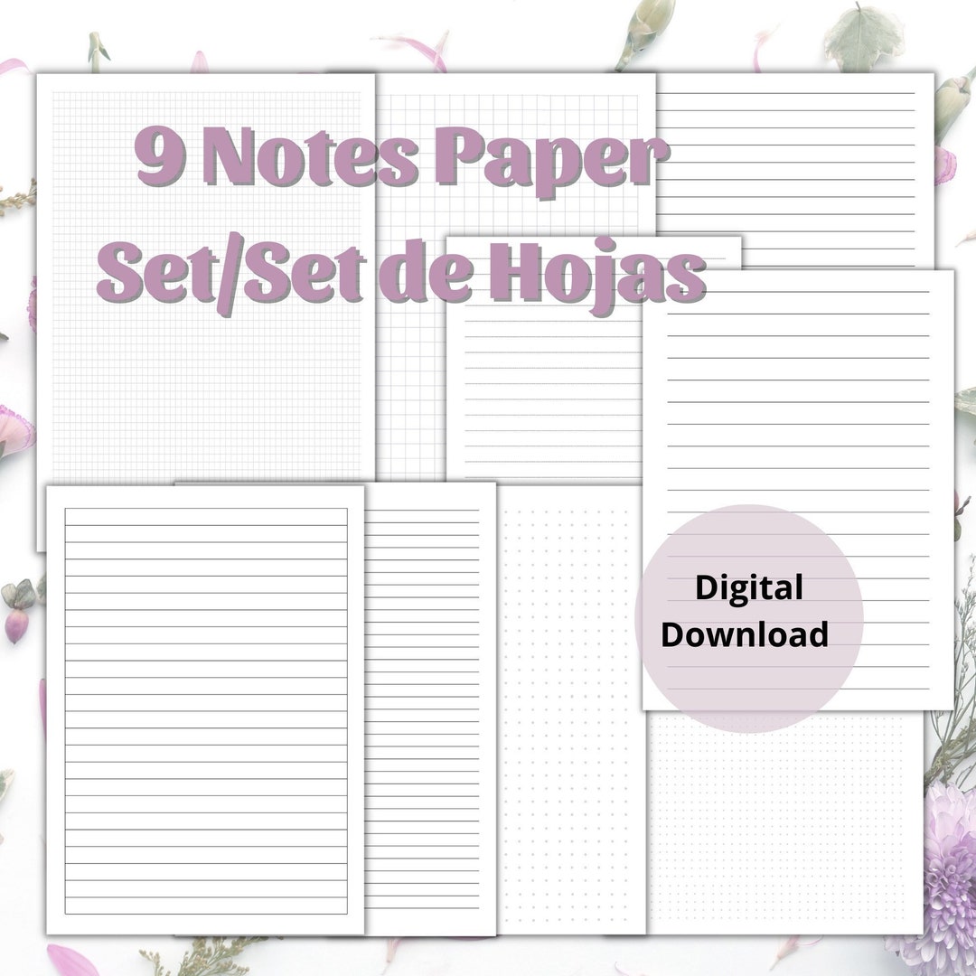 Notebook Paper Dotted Paper Lined Paper Dot Grid Paperset - Etsy