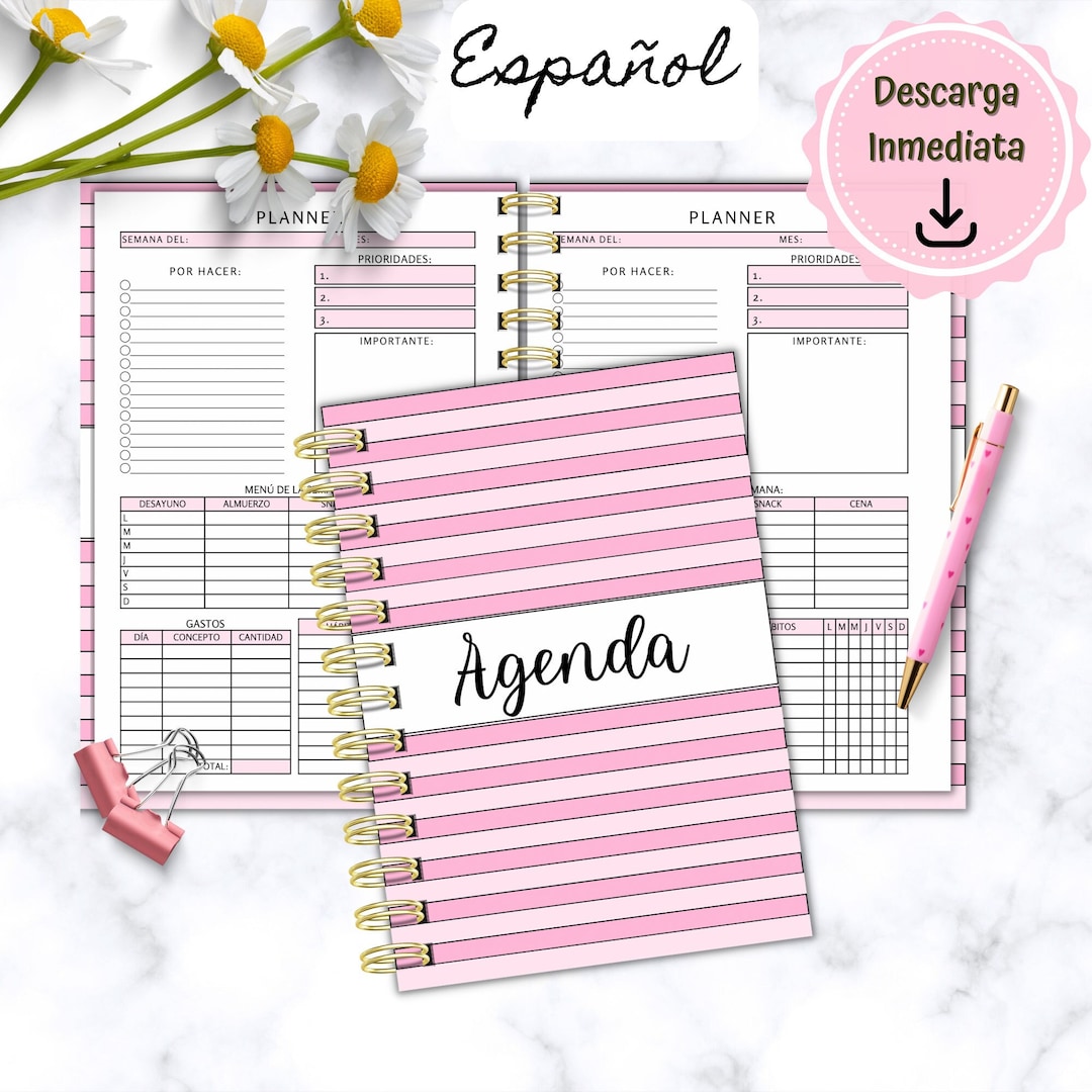 Undated Agenda in Spanish, Printable Weekly Planner, Printable Weekly ...