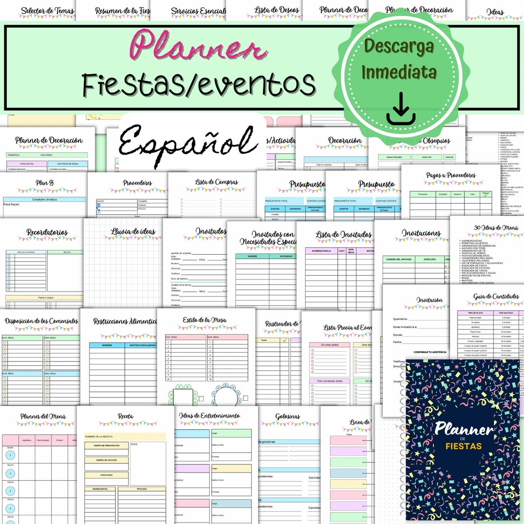 Party Planner in Spanish, Printable Party Planner, Party Planner, Event ...