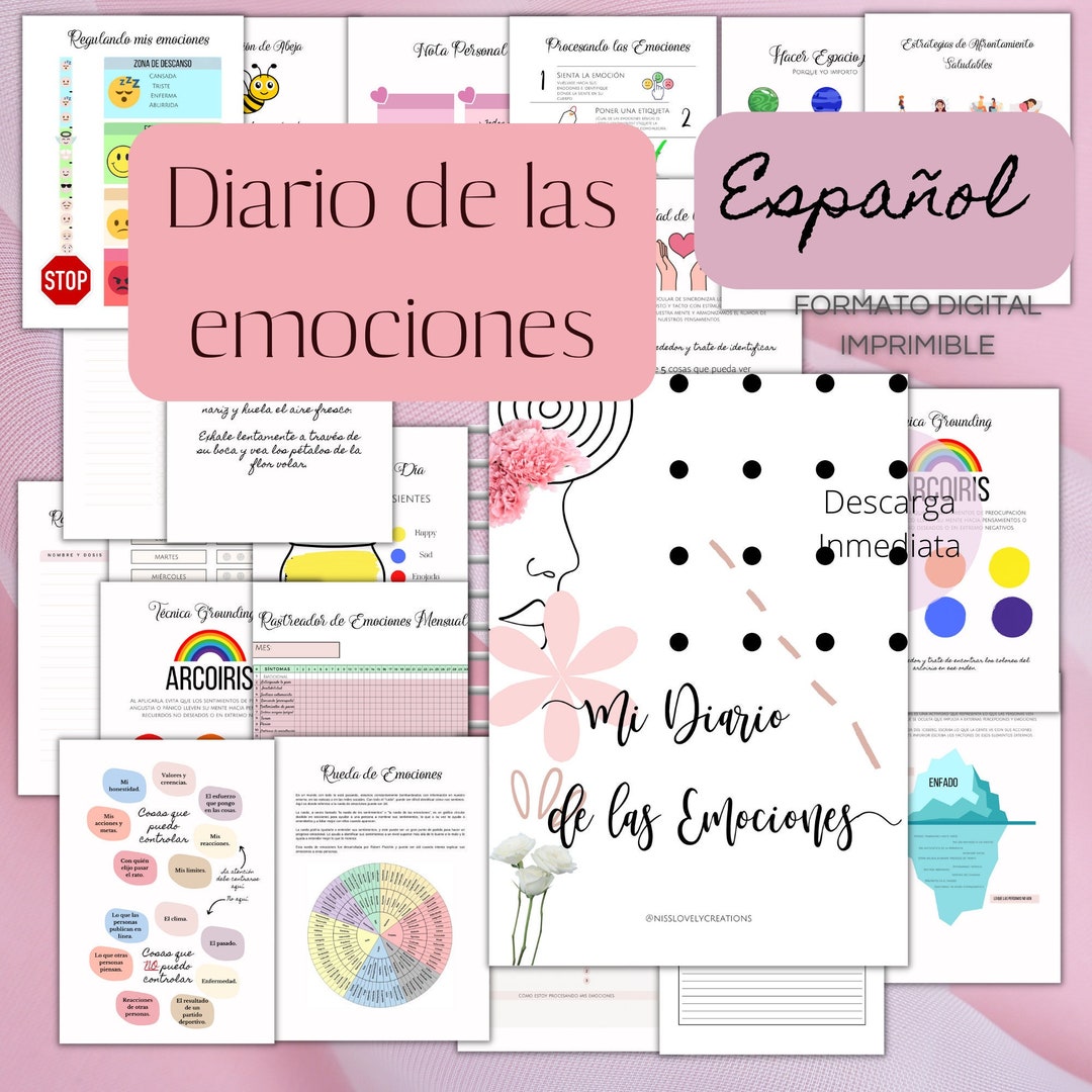 Diario de las emociones en español Terapia salud mental y - Etsy España