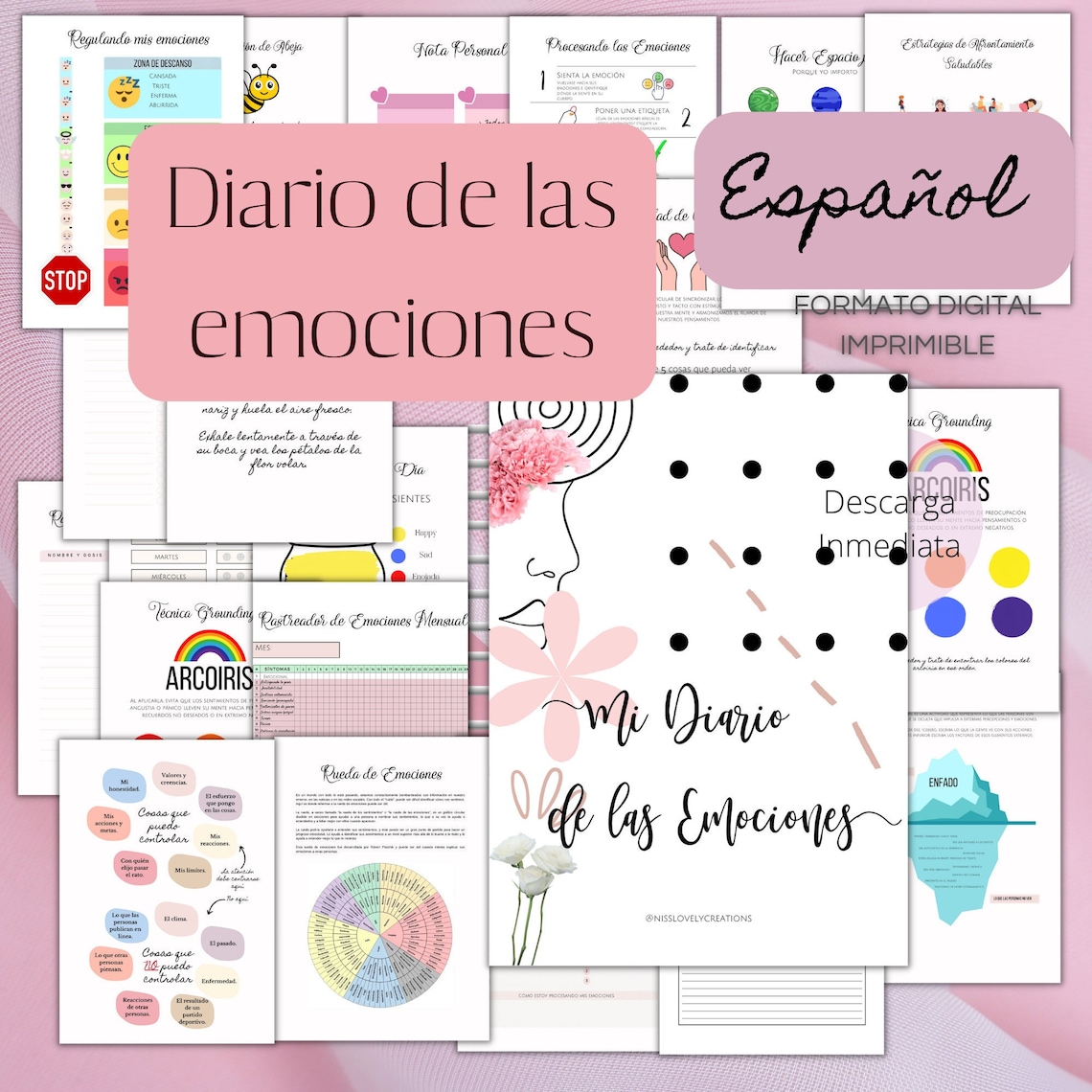 Diario de las emociones en español Terapia salud mental y - Etsy España