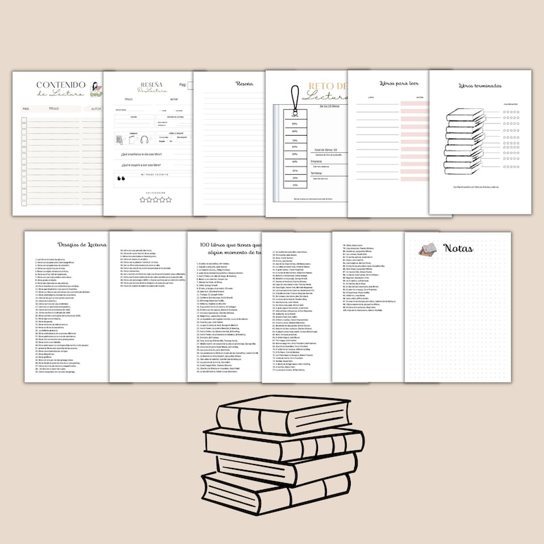 Diario de lectura en Español, Planner de Lectura Imprimible, Diario de ...