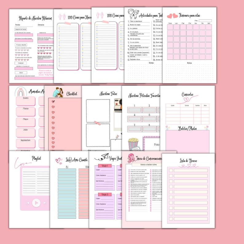 Spanish Printable Couples Planner, Planner for Lovers, Couples Planner ...