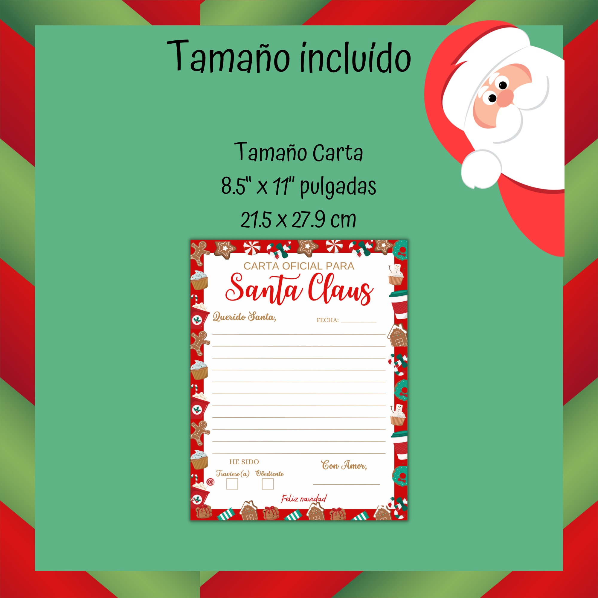 Carta Querido Santa Carta para Santa Claus Descarga - Etsy México