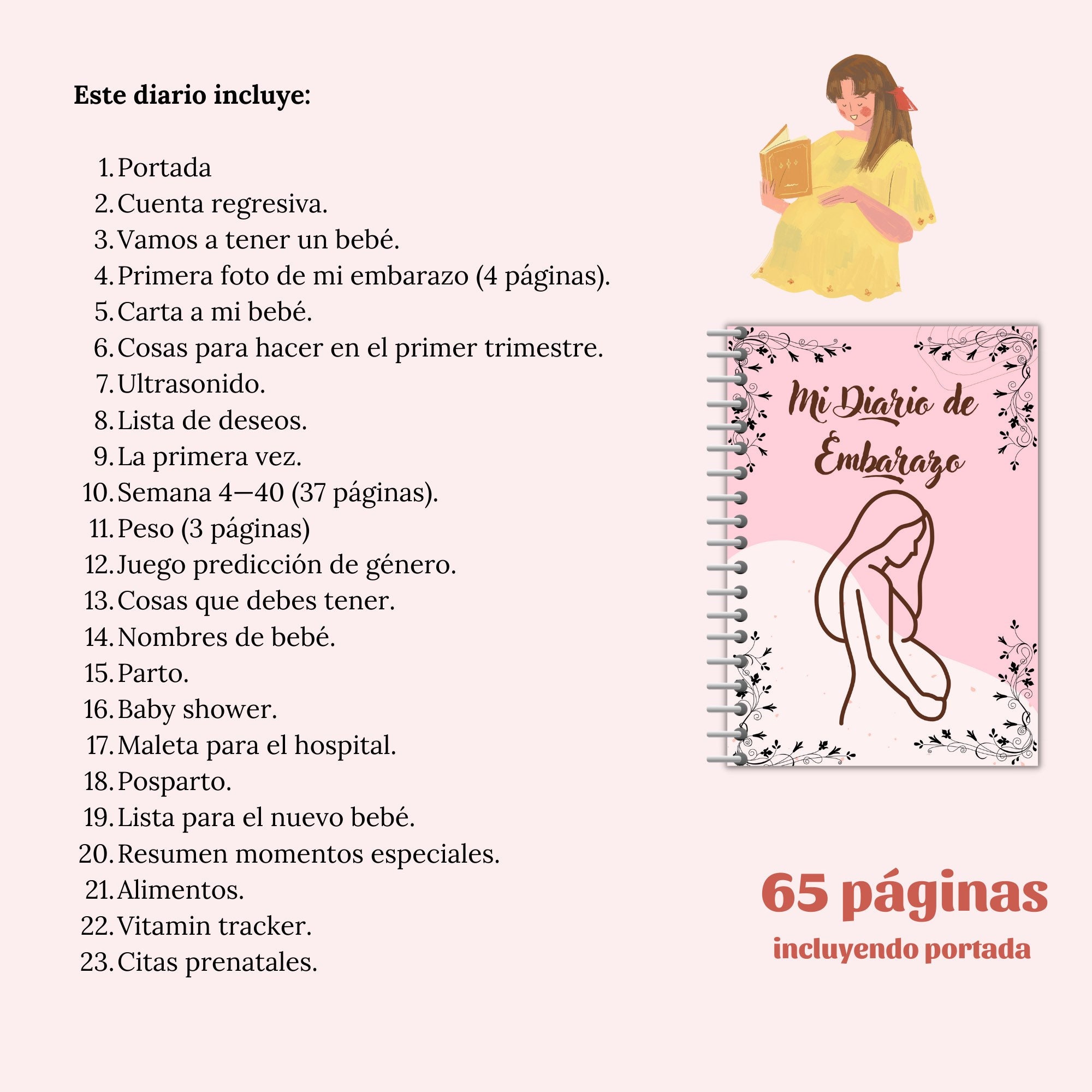 Planner de embarazo en español Imprimible de Embarazo Diario - Etsy España