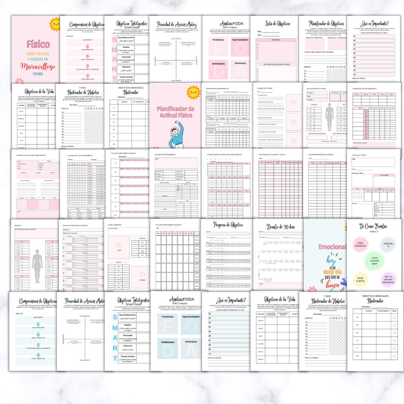 Goal Planner in Spanish, SMART Goals, Goal Tracking Diary, Personal ...