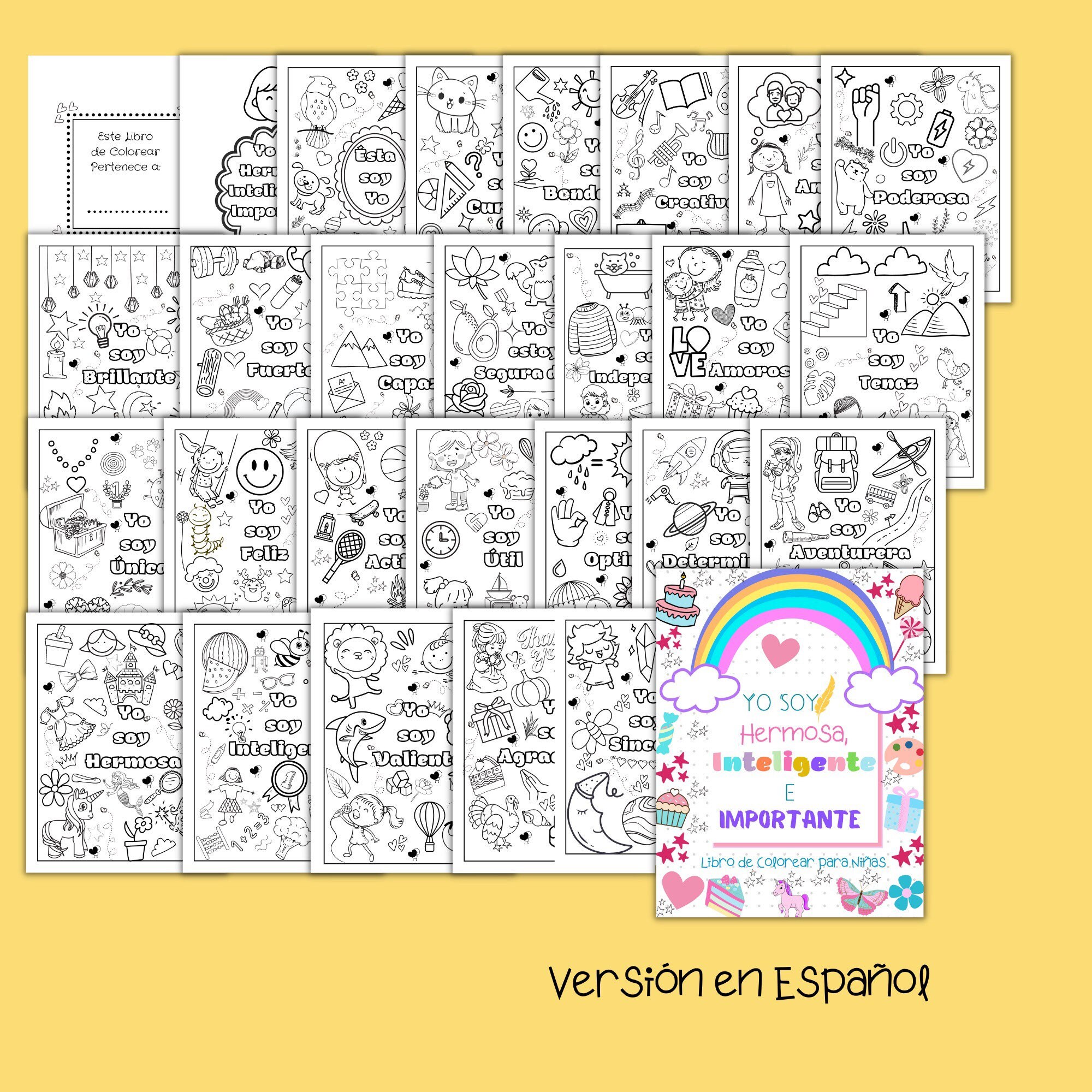 Spanish/english Positive Affirmations Law of Attraction Coloring Pages ...