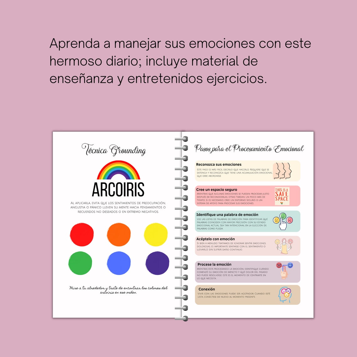 Diario de las emociones en español Terapia salud mental y - Etsy España