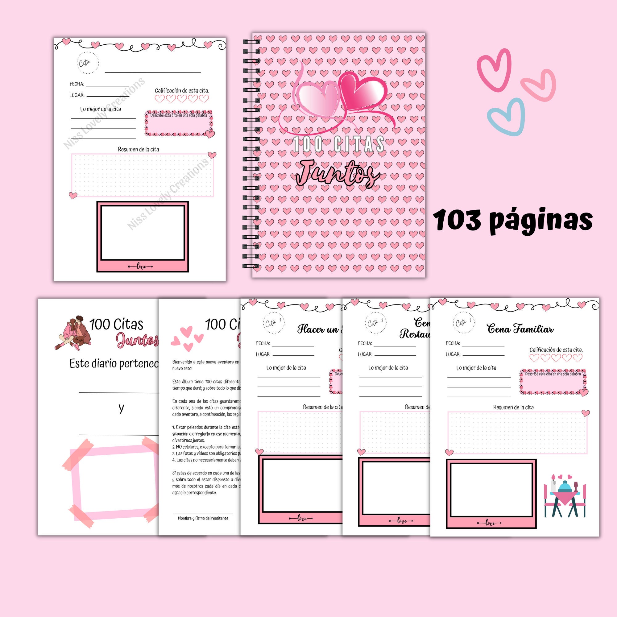 100 Citas Juntos Imprimible Español Diario para Enamorados - Etsy México