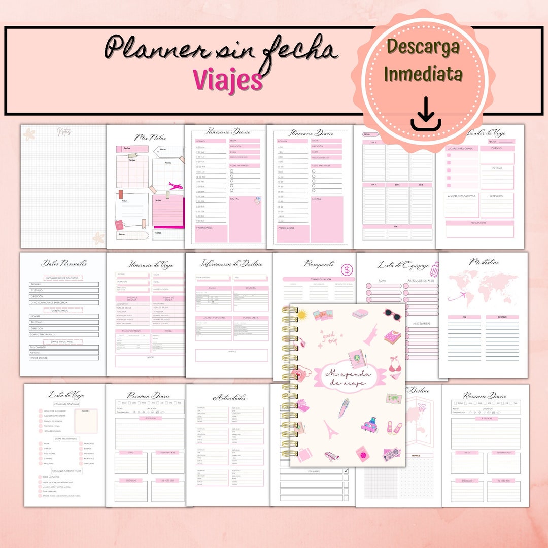 Planificador de viajes digital | Agenda de viajes PDF Descarga digital instantánea e imprimible ...