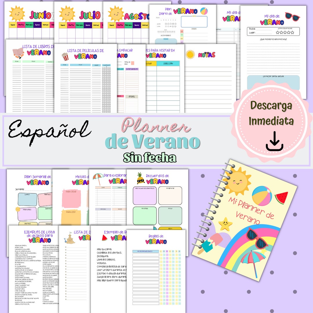 Printable Kids Summer Planner, Undated Summer Planner, Undated Kids ...