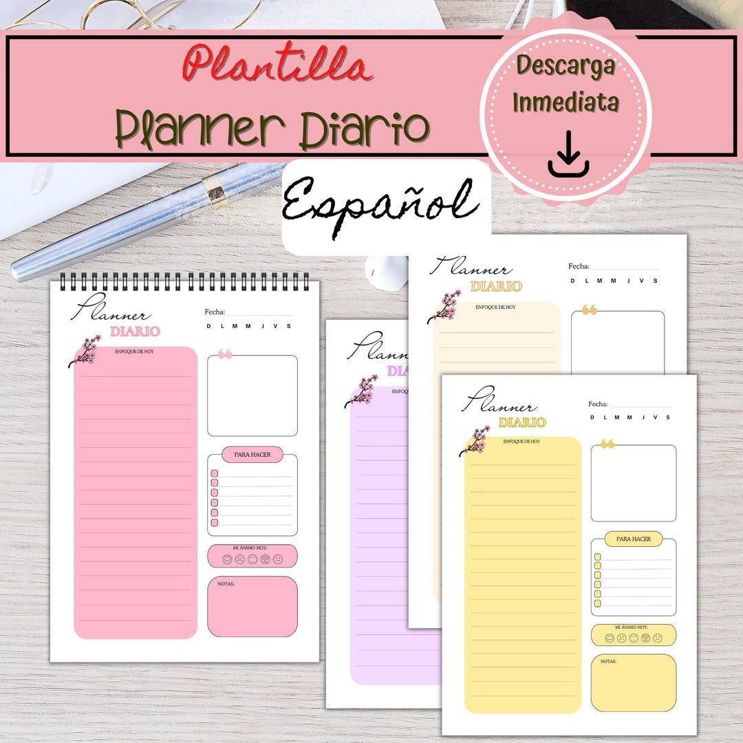 Daily/weekly Planner in Spanish Printable, Daily Planner Template ...