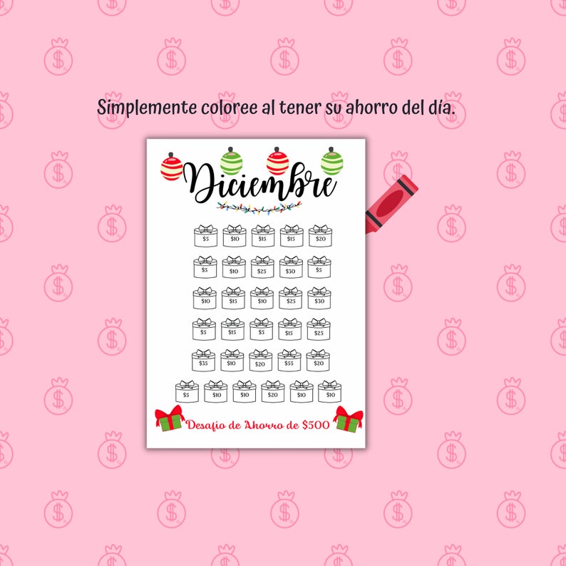 Monthly Savings Challenge in Spanish, Spanish Saving Tracker, Printable ...