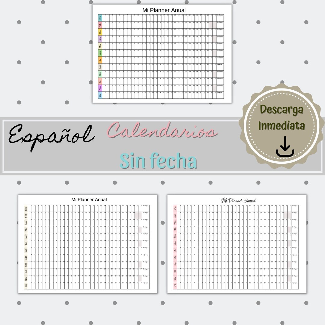 Spanish Updated Yearly Planner on Landscape Printable, Yearly Planner ...