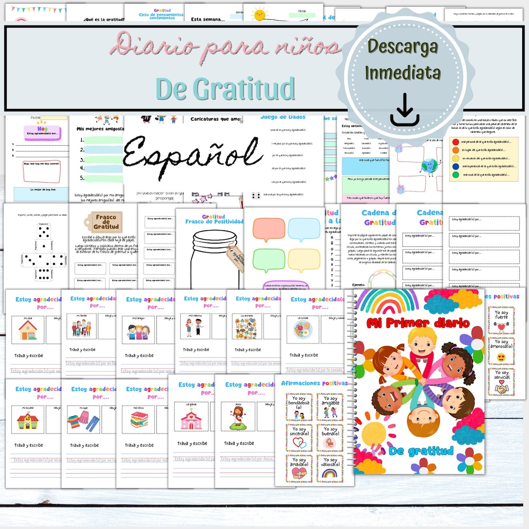 Gratitude Journal for Kids in Spanish, Printable Gratitude Journal for ...