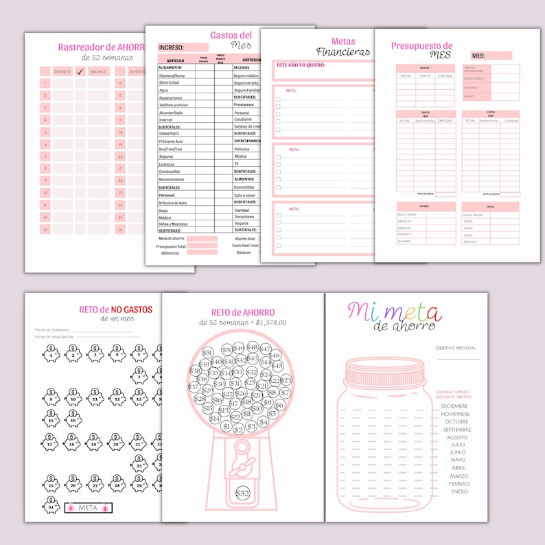 Spanish Budget Planner Diario de gastos y ahorro Agenda de - Etsy España