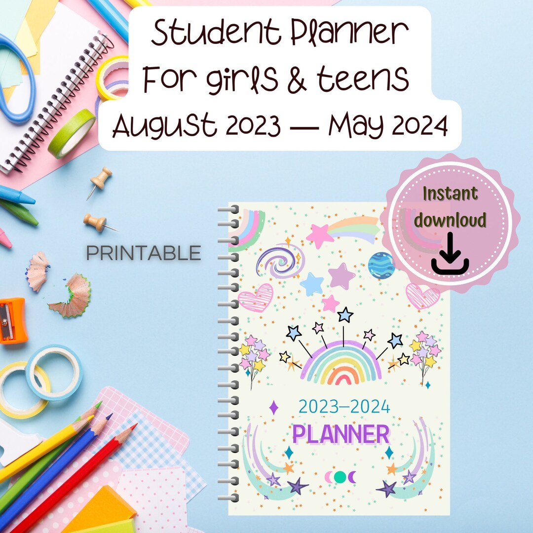 20232024 School Planner Printable Student Planner for Girls - Etsy