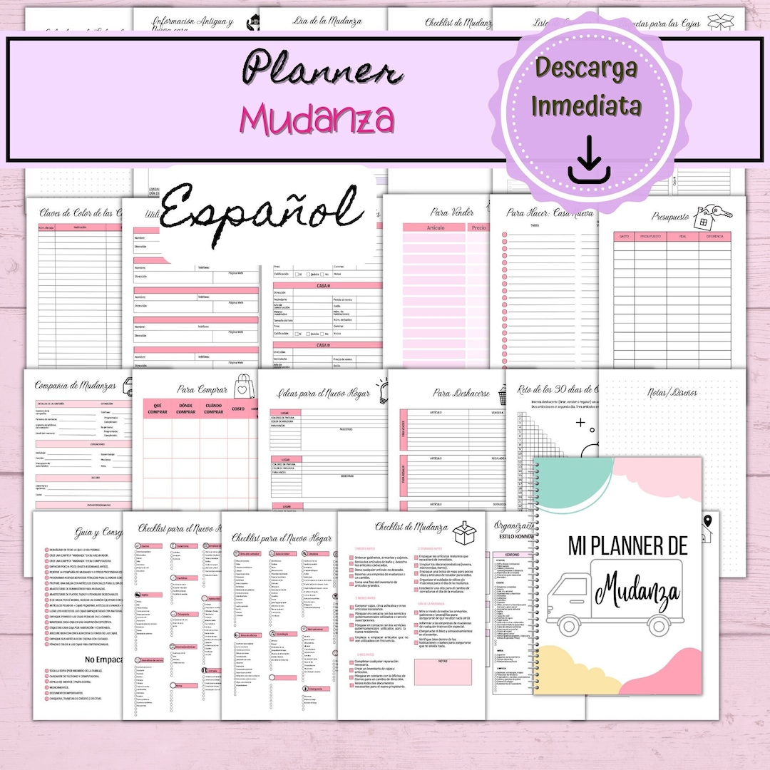 Moving Planner in Spanish, Printable Moving Planner, Moving Checklist ...