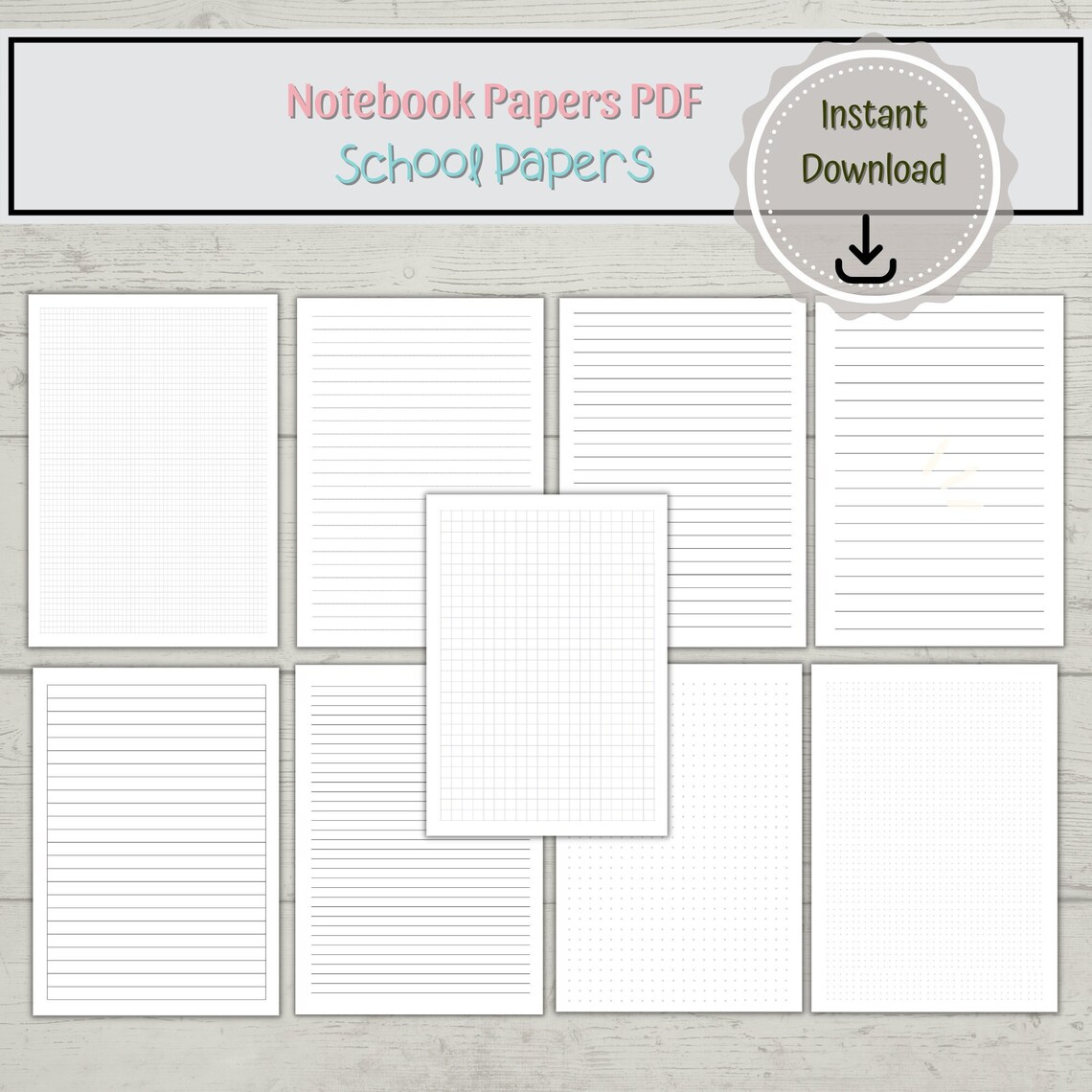 Notebook Paper, Dotted Paper, Lined Paper, Dot Grid Paper, Graph Grid ...