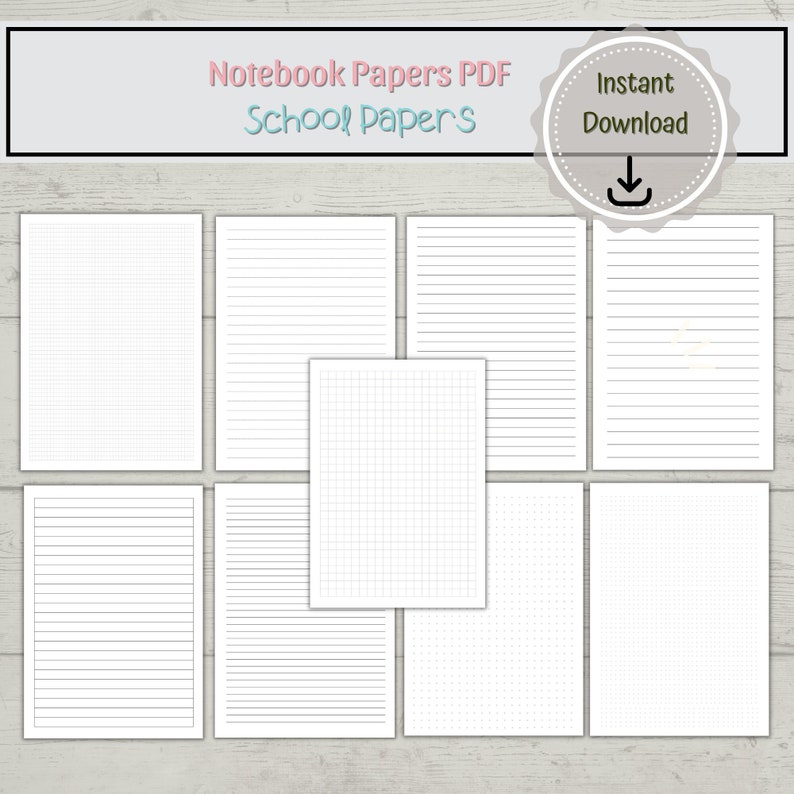 Notebook Paper, Dotted Paper, Lined Paper, Dot Grid Paper, Graph Grid ...