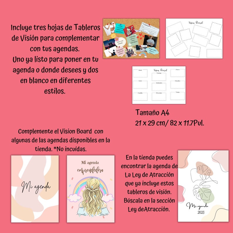 Kit imprimible para Vision Board, Tablero de Visión de la Ley de ...