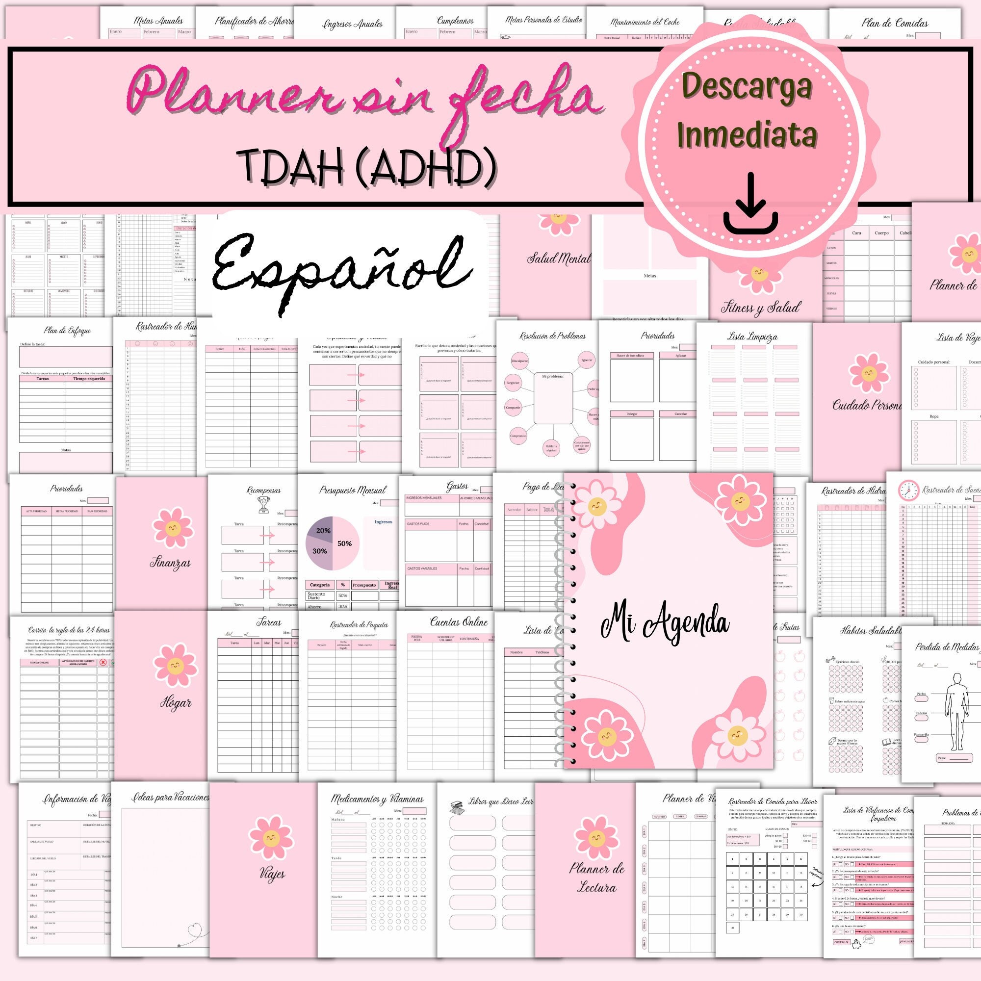 Printable ADHD Planner in Spanish, Printable Life Planner, Personal ...