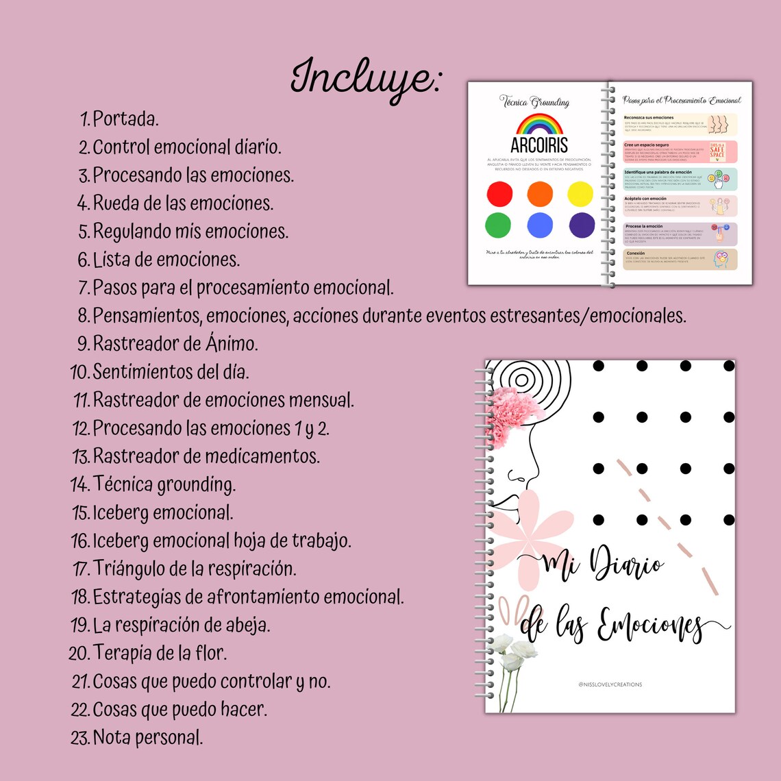 Diario de las emociones en español Terapia salud mental y Hojas de ...