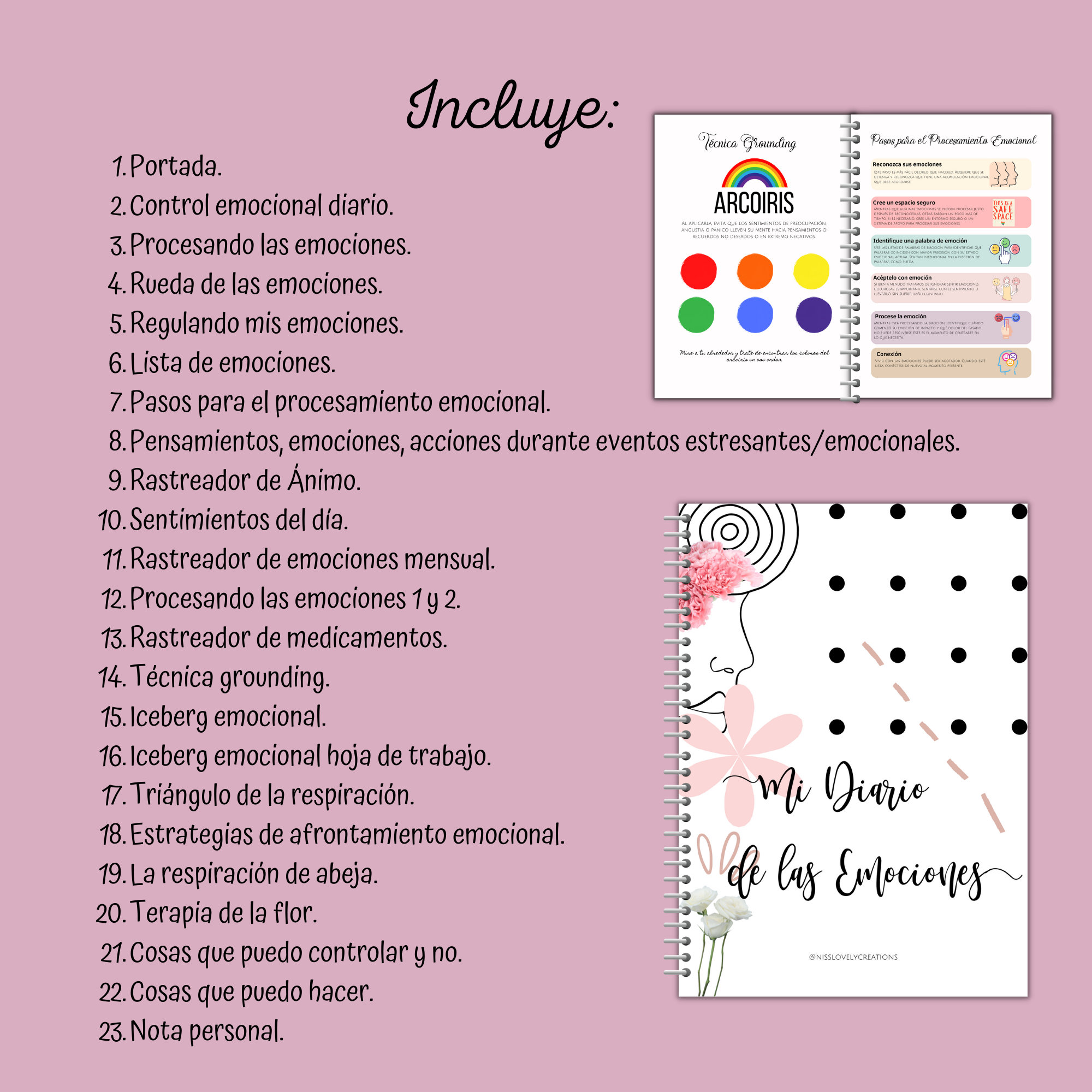 Diario de las emociones en español | Terapia salud mental y Hojas de ...