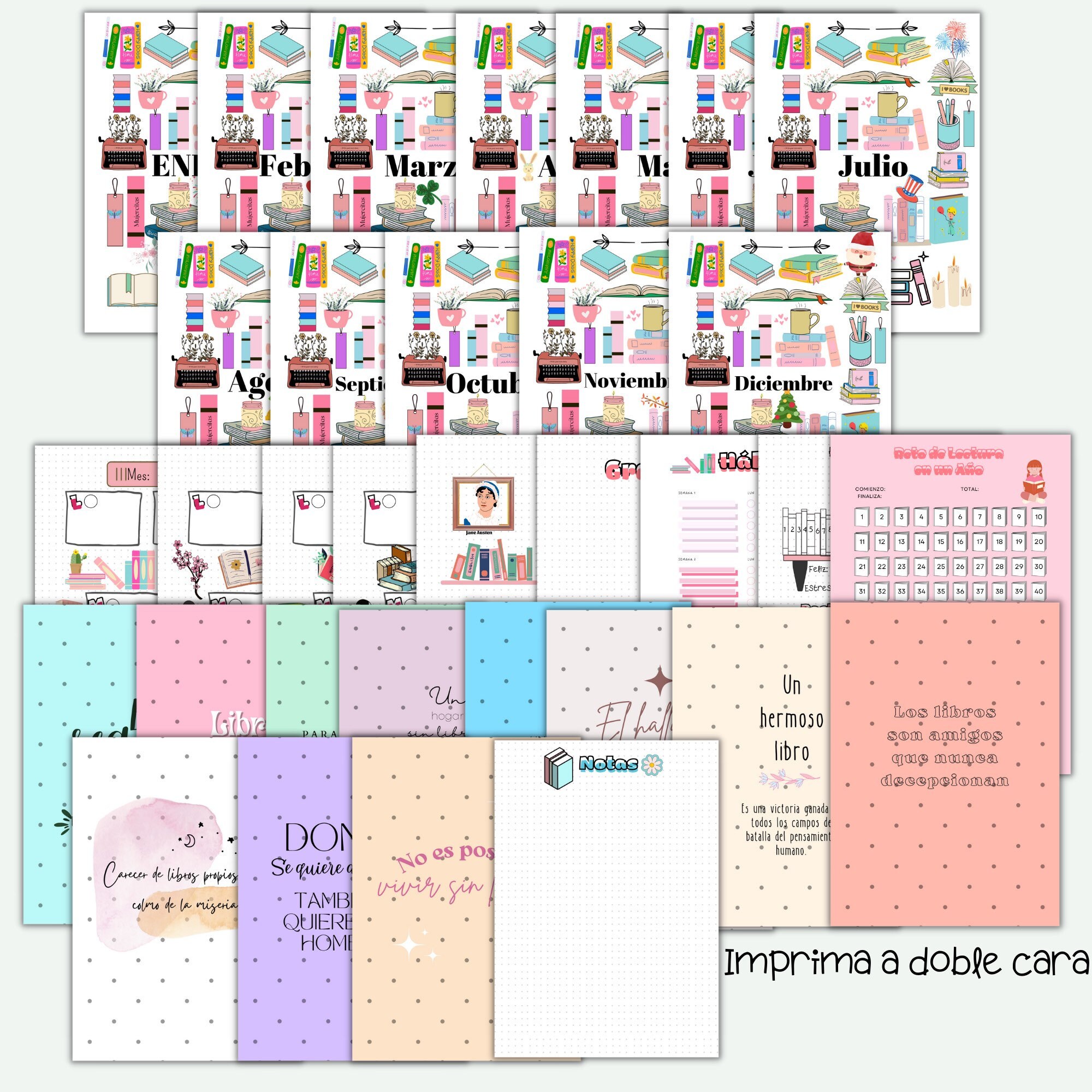 Spanish Printable Book Journal, Printable Book Agenda, Agenda Without ...