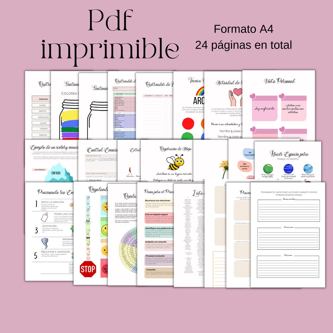 Diario de las emociones en español Terapia salud mental y - Etsy España