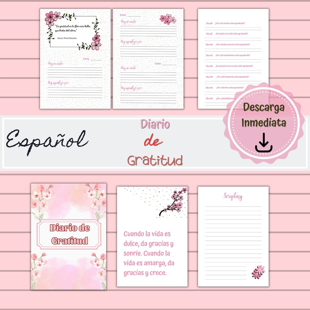 Spanish Printable Gratitude Journal Diario de Gratitud - Etsy España