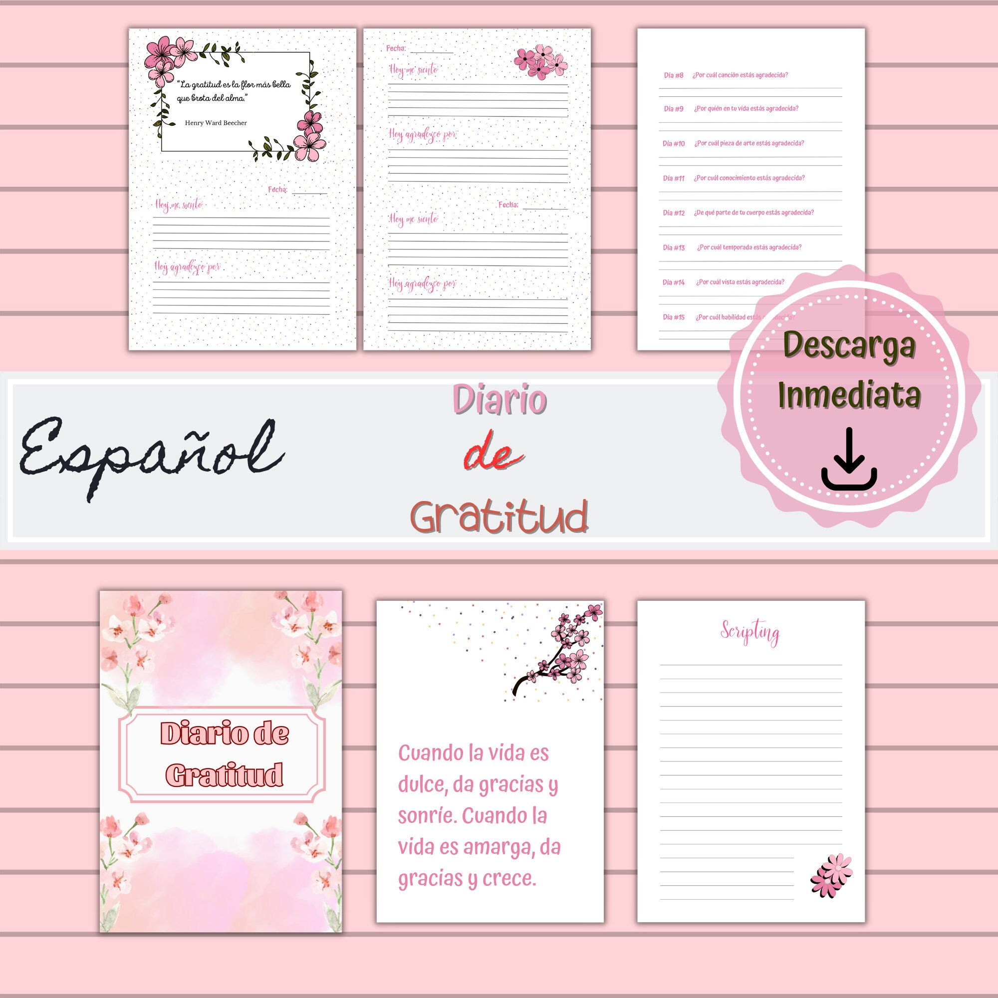 Spanish Printable Gratitude Journal Diario de Gratitud - Etsy España