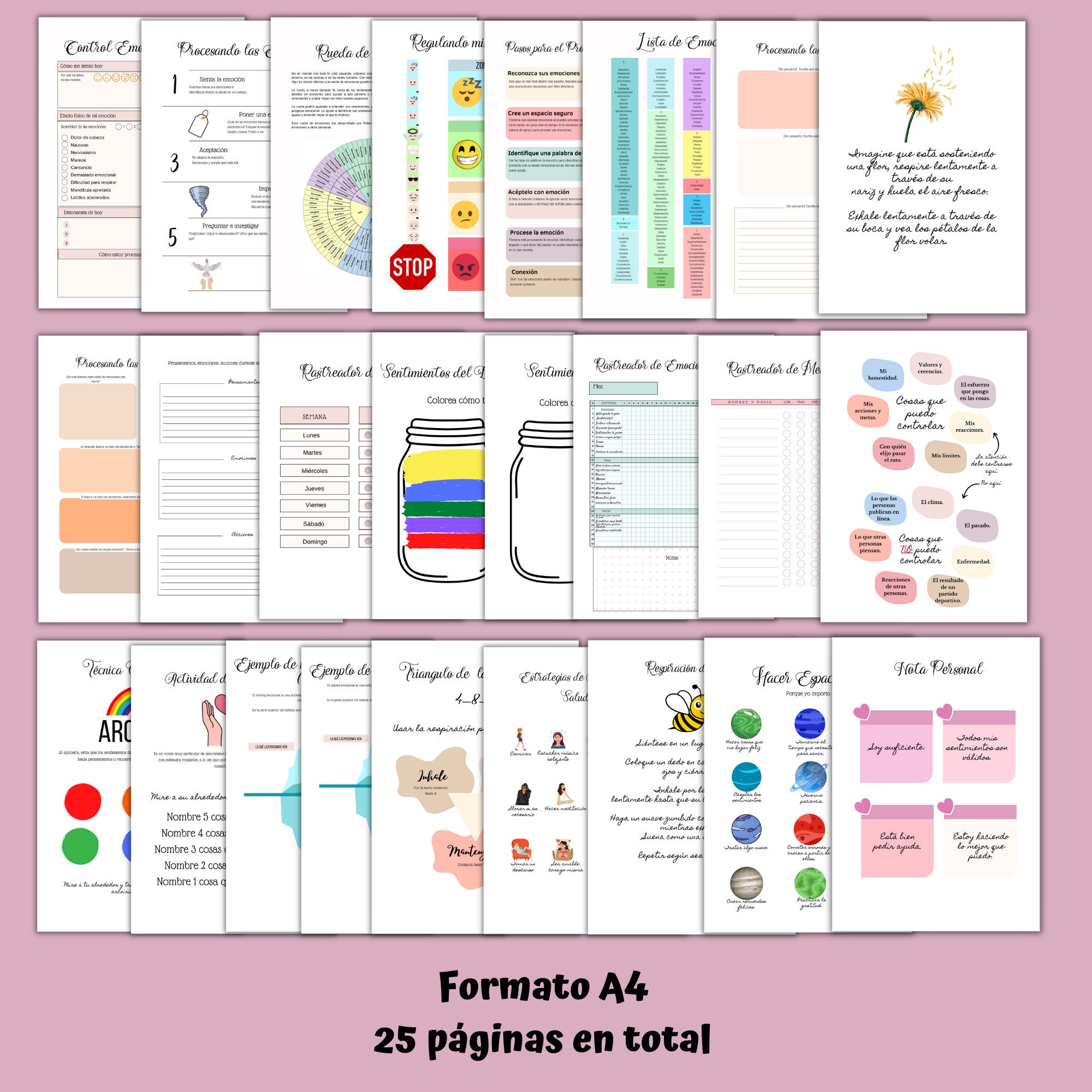 Diario de las emociones en español | Terapia salud mental y Hojas de ...
