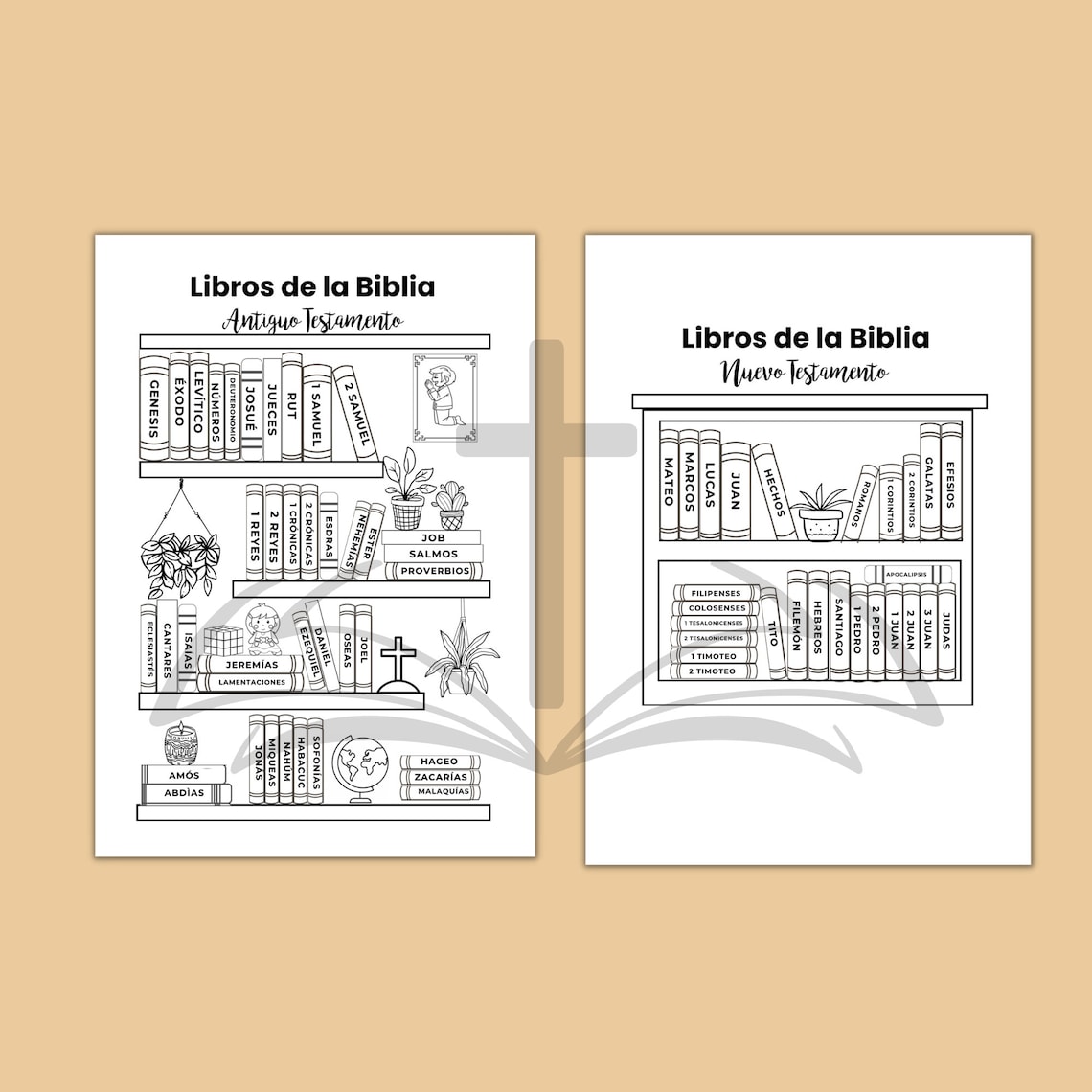 Librero Libros de la Biblia en Español Tracker Biblia - Etsy Portugal
