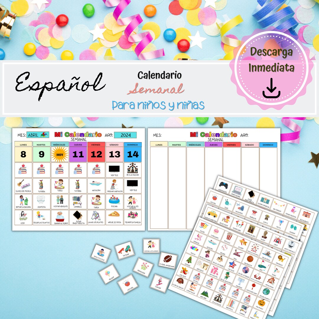 Calendar for Children in Spanish, Routines for Children, Printable ...