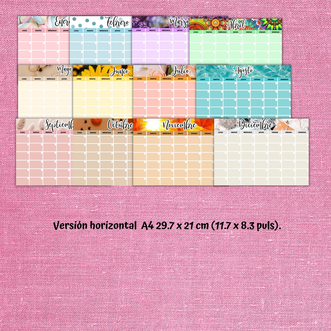 Spanish Printable Undated Calendar, Monthly Printable Calendar in ...