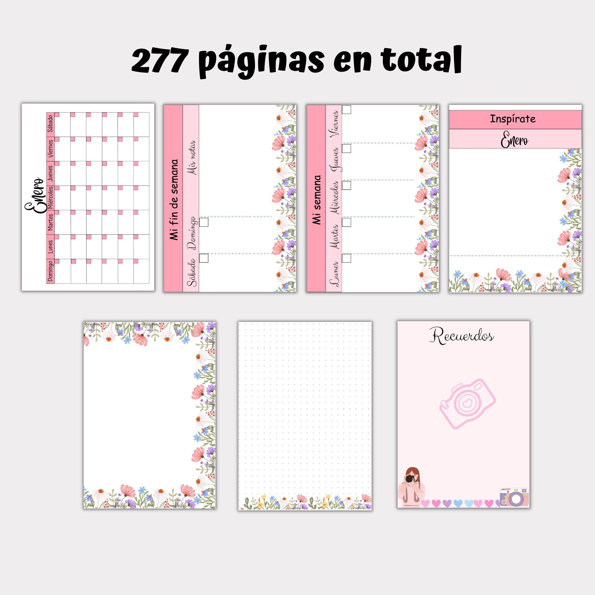 Agenda Creativa sin Fecha en Español, Agenda Imprimible con Pegatinas ...