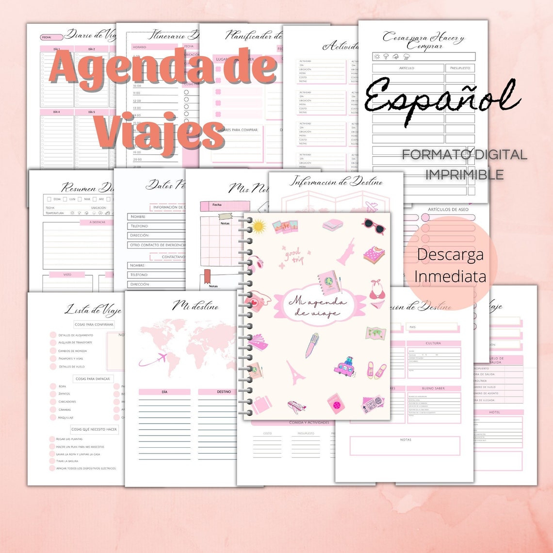 Planificador de viajes digital Agenda de viajes PDF - Etsy España