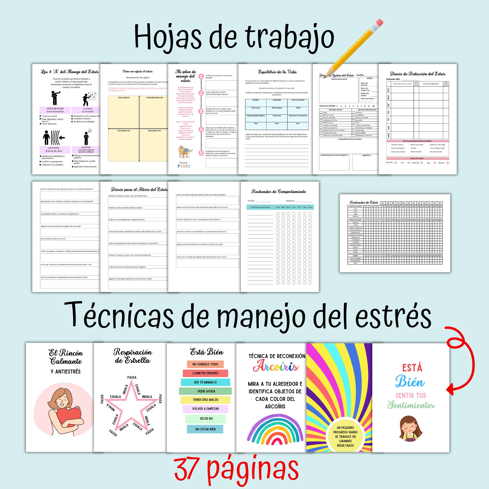 Stress Management Workbook, Self Help Therapy Worksheets, Stress Relief ...