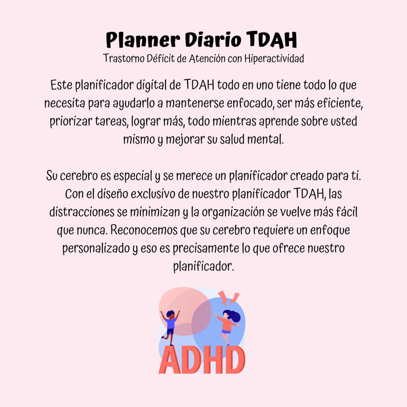 Printable ADHD Planner in Spanish, Printable Life Planner, Personal ...