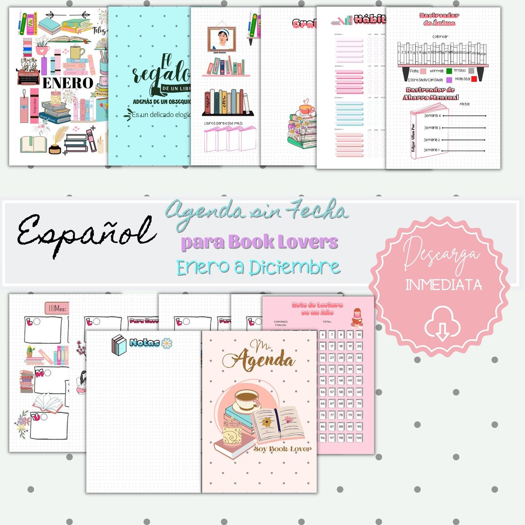 Spanish Printable Book Journal, Printable Book Agenda, Agenda Without ...
