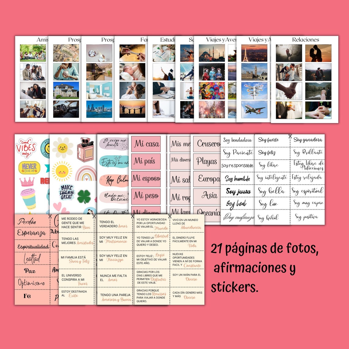 Printable Vision Board Kit, Law of Attraction Vision Board, Printable ...