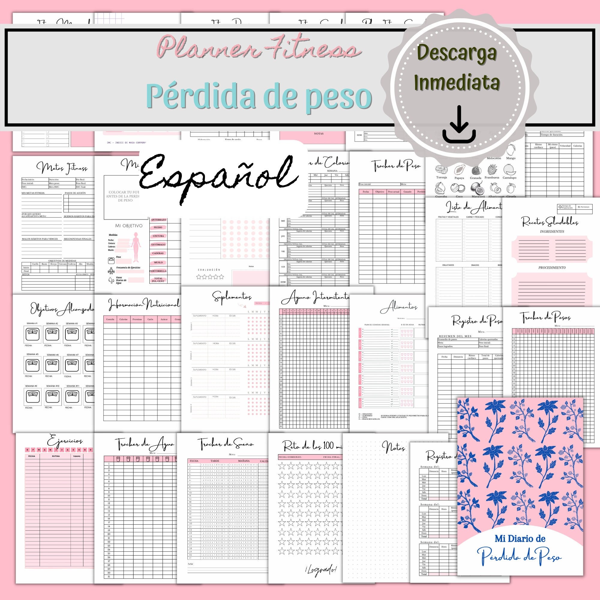 Planner Pérdida de Peso en Español, Planificador de Salud y Fitness ...