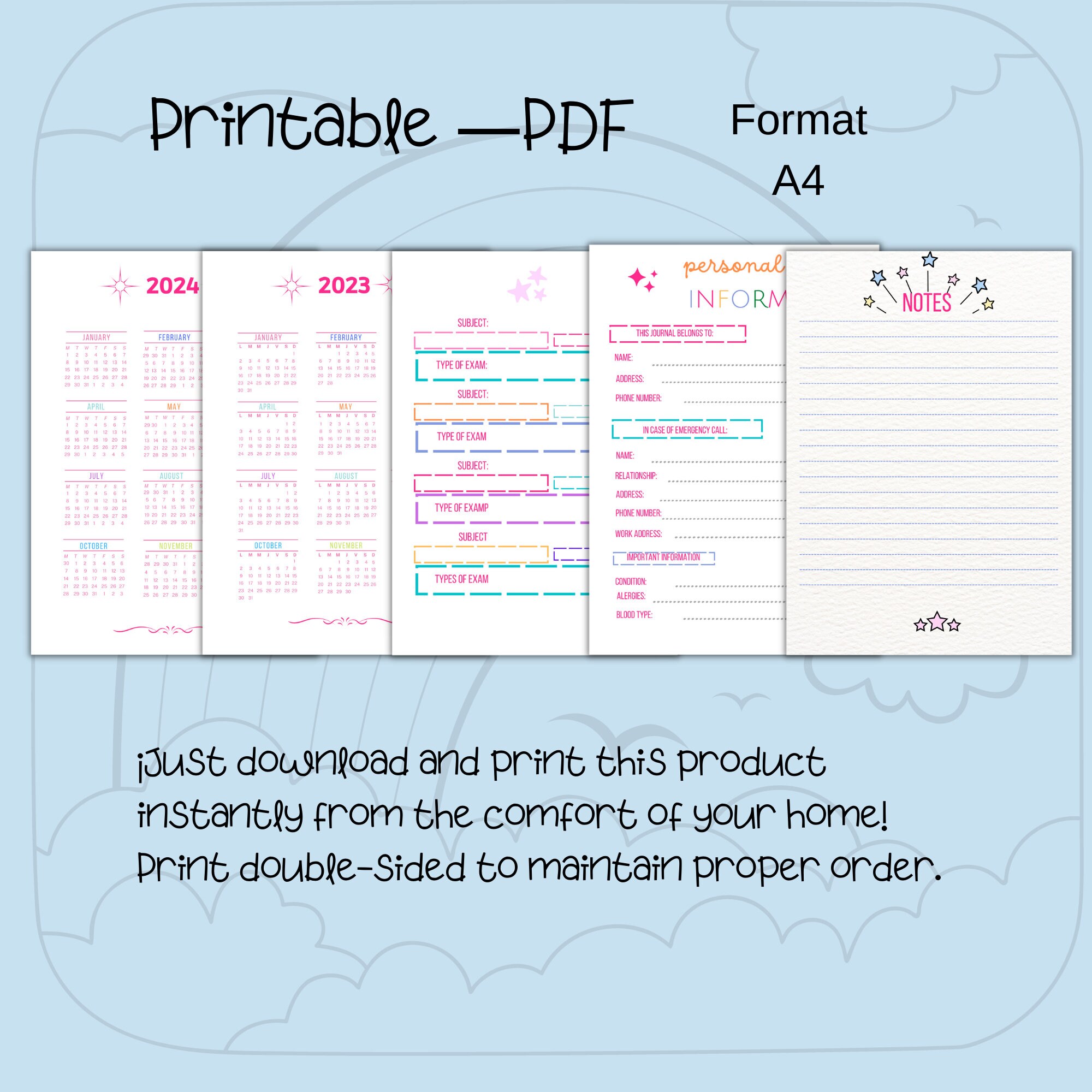 20232024 School Planner Printable Student Planner for Girls - Etsy