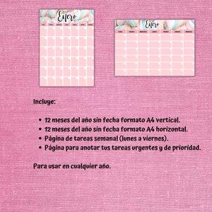Spanish Printable Undated Calendar, Monthly Printable Calendar in ...